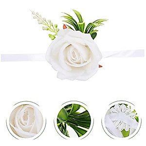 NOLITOY Corsage Wristlet 4pcs Wrist Flower Wedding Props Wrist Corsage Bridesmaid Bracelets Wrist Corsage Bracelets Wedding Corsage Bride Wrist Flower Wedding Supplies Silk Flower Set