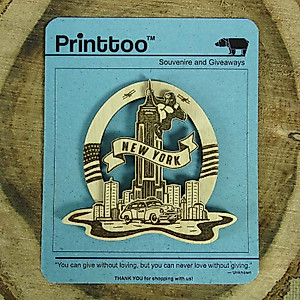 Wood Engraved New York King Kong Fridge Magnet Souvenir Gift