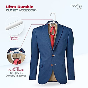 Neaties Super Heavy-Duty Plastic Hangers White (12, 18, 24, 30, 36, 72 Packs) - Non-Slip Heavy-Duty Plastic Clothes Hangers with Accessory Hook for Suits, Coats, Dress, Shirts, or Belts (12 Pack)