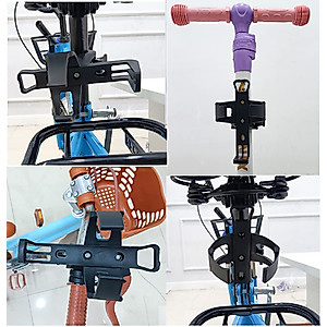 2 Pack Bike Bottle Holder, Universal Bicycle Water Bottle Cage Holder, Water Cup Holder for Bike Stroller Walker, Adjustable Mountain Bike Drink Cup with 360 Degree Rotating for Cycling MTB Black+Red