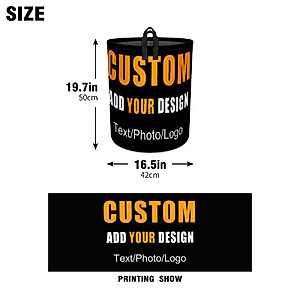 Custom Laundry Hamper - Personalized Collapsible Dirty Clothes Hamper Storage Basket for Nursery Bathroom Bedroom Living Room, Customized Circular Hamper with Handles Gift for Boys Girls Men Women