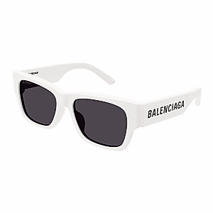 Balenciaga Max Sunglasses, White-White-Grey, One Size
