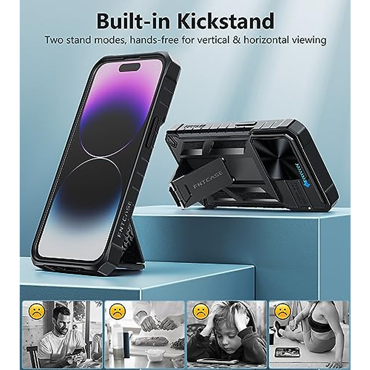 FNTCASE for iPhone 14-Pro/13-Pro Phone Case: 13 Pro Cases & 14 Pro Case Military Grade Drop Proof Mobile Cover with Kickstand | Rugged Shockproof Protective Cell Phonecase for Apple 14pro/13pro 6.1''