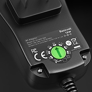 Basicvolt 18W DC 12V Power Supply Universal Power Adapter 3V 4.5V 5V 6V 7.5V 9V 12V 1A 1.5A AC DC Power Cord for LED Strip Light Router Speaker CCTV Camera Tablet and More Household Electronics