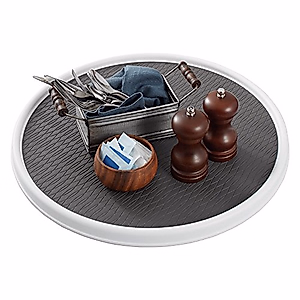 Copco 255-0186 Non-Skid Pantry Cabinet Lazy Susan Turntable, 18-Inch, White/Gray - 2555-0186 & Non-Skid 3-Tier Spice Pantry Kitchen Cabinet Organizer, 10-Inch, White/Gray