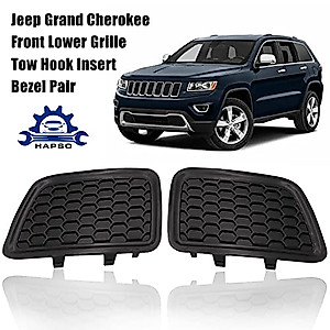 HAPSO Front Lower Grille Tow Hook Cover Fit For 2014-2016 Jeep Grand Cherokee Pair Driver & Passenger Side OEM Replace 68143099AC 68143098AC