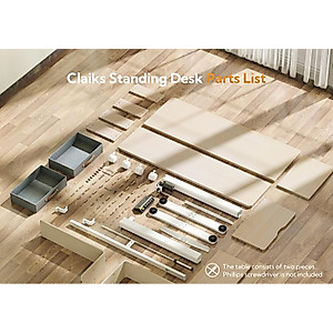 Claiks Standing Desk with Drawers, Stand Up Electric Standing Desk Adjustable Height, Sit Stand Desk with Storage Shelf and Splice Board, 48 Inch, Natural