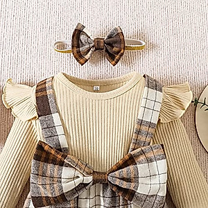 ROSEBEAR Baby Girl Clothes Long Sleeve Jumpsuit Romper Cute Newborn Fall Winter One Piece Outfit infant Girl Ruffle Onesie 6-9 months