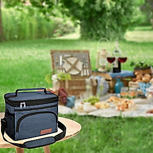 ExtraCharm Insulated Lunch Bag for Women/Men - Reusable Lunch Box for Office Picnic Hiking Beach - Leakproof 12-Can Coke Cooler Tote Bag Organizer with Adjustable Shoulder Strap for Adults - Blue