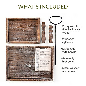 Rustic Wooden Two Tiered Tray Farmhouse - Rectangle Stand for Serving Food Fruits Cupcakes - Perfect for Your Summer Decor - Tiered Tray Decor Holder