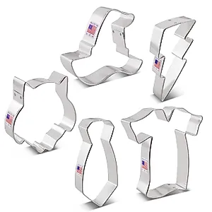 Witchcraft and Wizardry Cookie Cutters 5-Pc. Set Made in the USA by Ann Clark, Owl, Lightning Bolt, Witch's Hat, Robe, and Scarf
