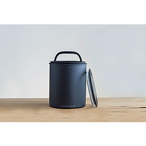 AirScape Kilo Coffee Storage Canister & Scoop Bundle - Large Food Container - Patented Airtight Lid 2-Way Valve Preserve Food Freshness, 2.2 lb Dry Beans (Large Matte Black & Brushed Steel Scoop)