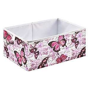 DOMIKING Flowers Butterflies Storage Bins for Gifts Foldable Cuboid Shelf Baskets with Sturdy Handle Organization Baskets for Closet Shelves Bedroom
