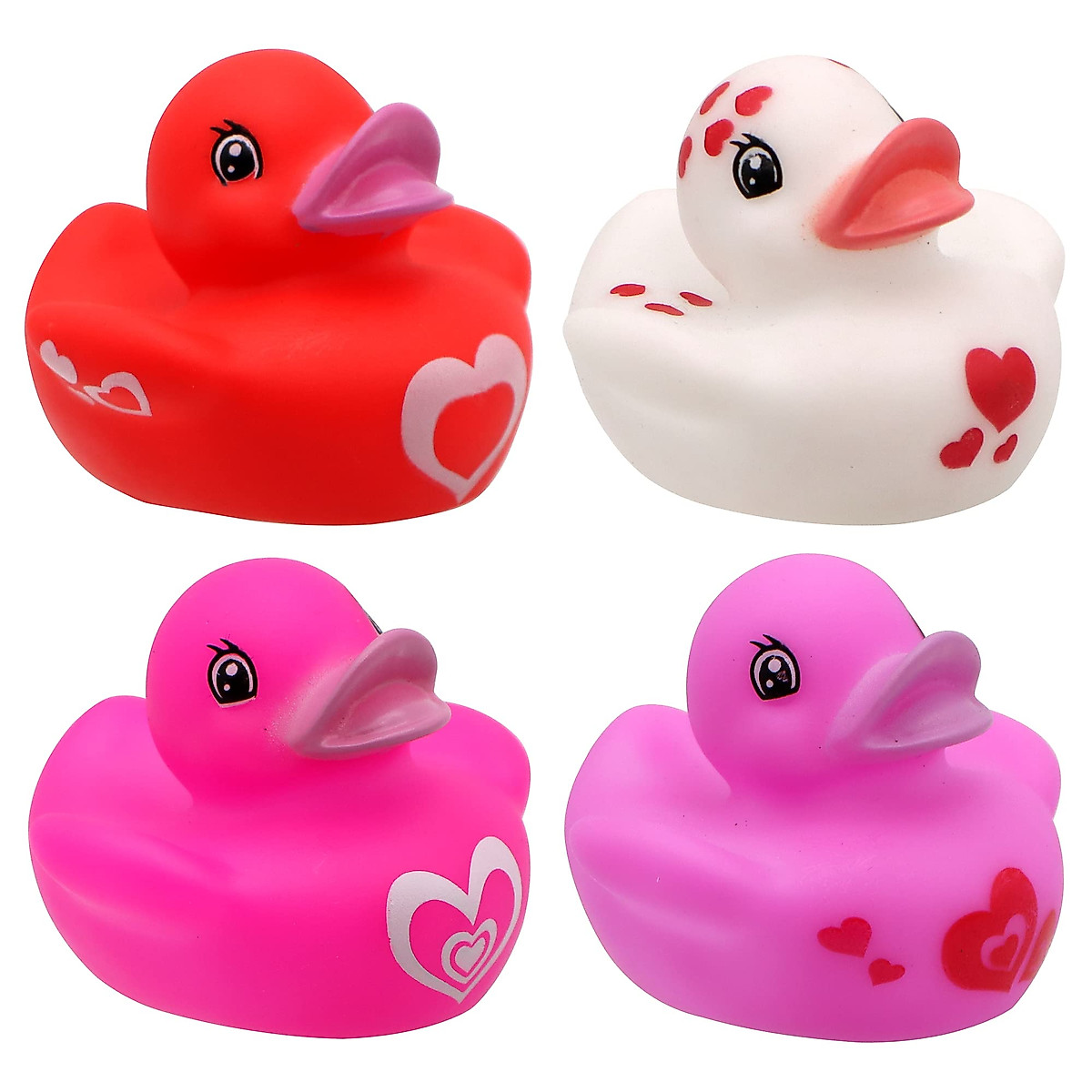 JOYIN 28 Pack Valentine’s Day Gift Cards with Gift Mini Rubber Duck Bath Toys for Classroom Exchange Prizes, Valentine Party Favors Toys