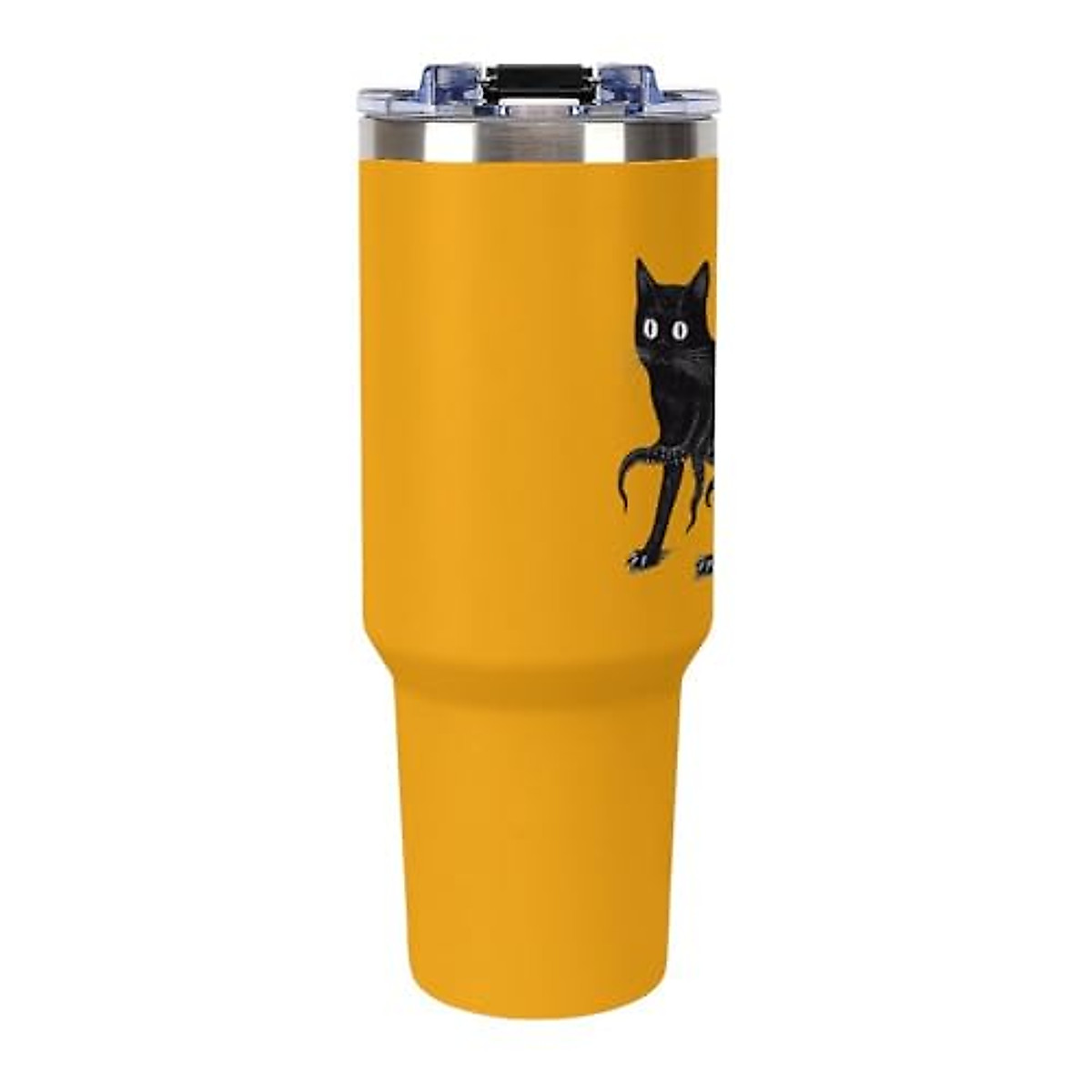 Black Cat with Octopus Tentacles Insulated Tumblers with Handle Stainless Steel Coffee Mug Funny Travel Cup with Lid Straw 40oz