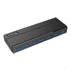 Plugable 7-Port USB 3.0 Hub with 36W Power Adapter - Driverless - Effortlessly Connect Devices and Transfer Data at High Speeds