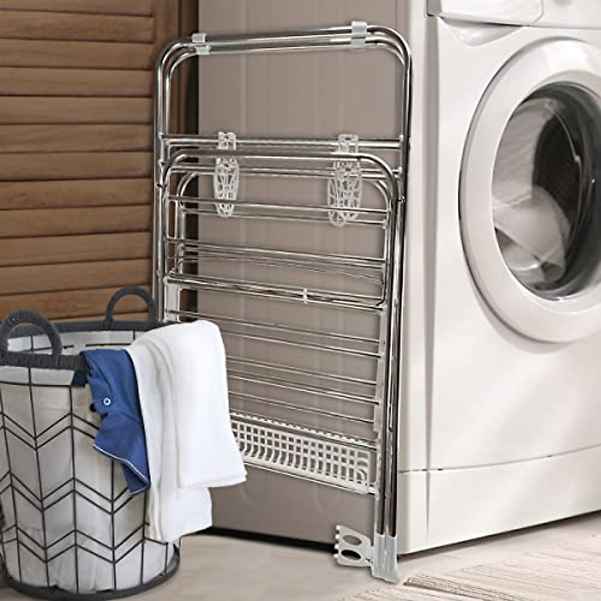 Clothes Drying Rack – Folding Indoor/Outdoor Portable Dryer for Clothing and Towels – Collapsible Laundry Clothes Stand by Everyday Home (Silver)