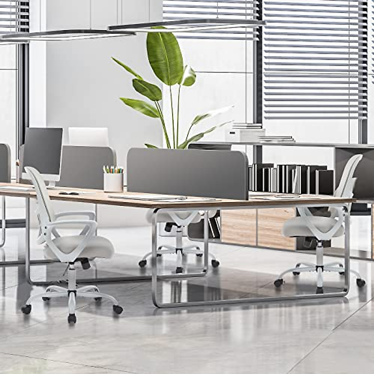 Office Chair, Mid Back Desk Chair1 Ergonomic Mesh Computer Gaming with Larger Seat, Executive Height Adjustable Swivel Task with Lumbar Support Armrest for Women Adults