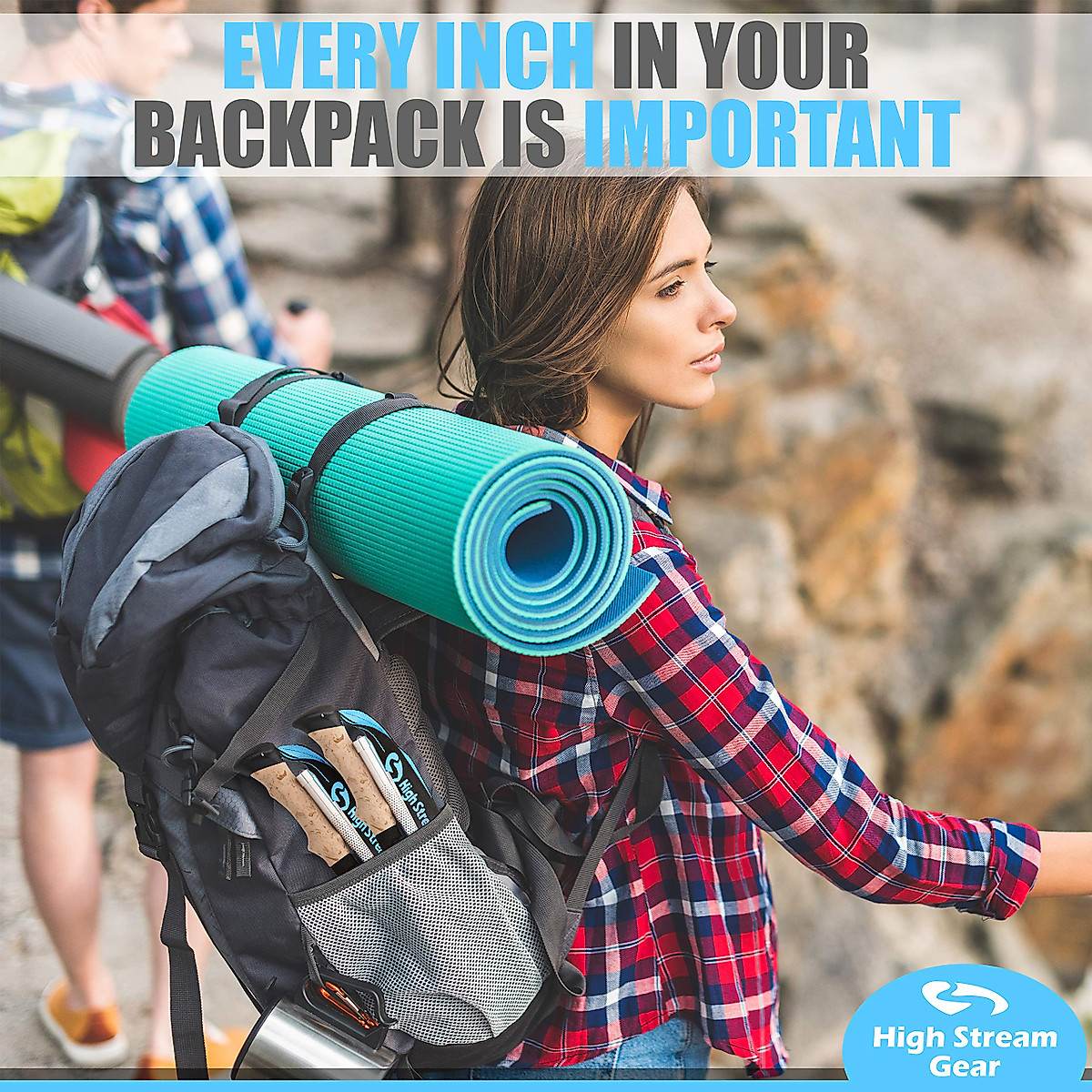 Walking Sticks for Women - 14.5" Foldable Hiking Poles for Backpacking, Exercising and Traveling, Set of 2 Aluminum Nordic Collapsible Trekking Poles (100-120cm, Light Blue)