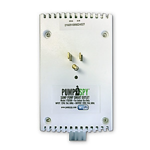 PumpSpy WiFi Sump Pump Smart Outlet with Sump Pump Water Level Sensor, 24/7Monitoring & Alerts, Works with any 120V Sump Pump, Has Additional Outlet for Backup System For Sump Pump, White