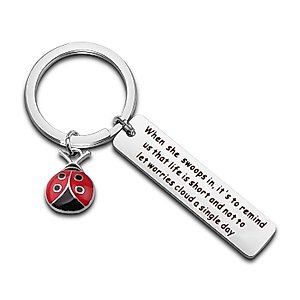 WUSUANED Good Luck Ladybug Keychain When She Swoops In It Remind Us Not Be Let Worries Cloud A Single Day Ladybug Lover Gift