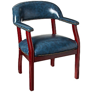 Boss Office Products Ivy Leauge Vinyl Executive Catain's Chair in Blue