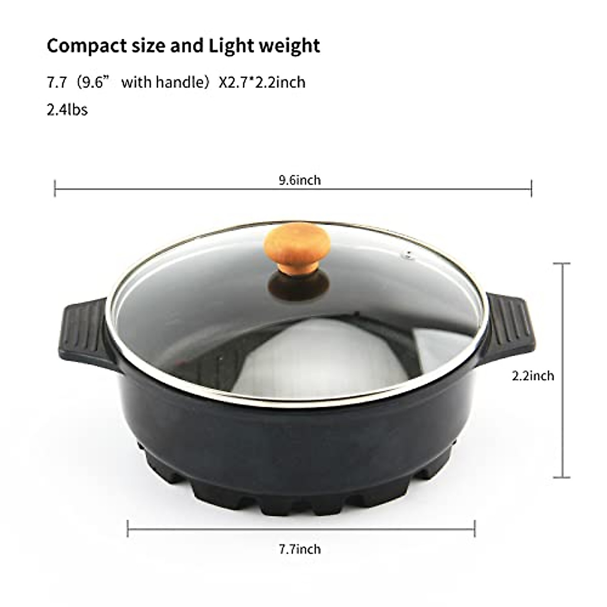 Cast aluminum stove top Korean BBQ pot with glass lid-light weight and non stick grill plate for outdoor use and camping,