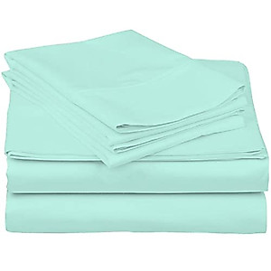 Kavy Beddings 6 Piece Bedding Sheet Set Full Size 10 Deep Pocket Bed Sheets 1000 Thread Count, 100% Egyptian Cotton (Aqua Blue)