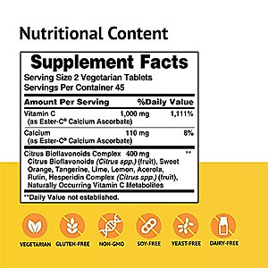 Ester-C® 500 mg with Citrus Bioflavonoids Veg. Tablets 90