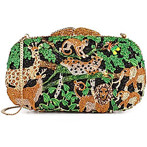 Rhinestone Crystal Evening Clutch Bag Animal Pattern Designer Purses for Women
