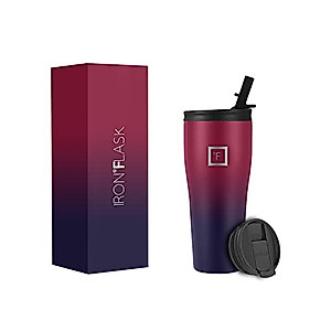 IRON °FLASK Rover Tumbler 2.0-32 Oz, 2 Lids (Straw/Flip), Vacuum Insulated Stainless Steel Bottle, Modern Double Walled, Simple Thermo Travel Mug, Hydro Water Metal Canteen (Dark Rainbow)