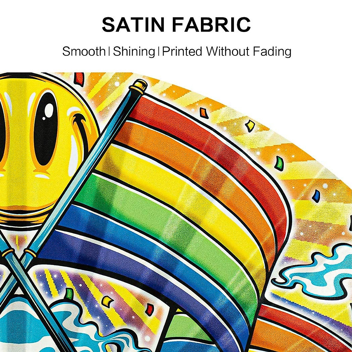 Raveahem UV Glow Rave Fan, Bamboo Folding Clack Hand Fan for Men Women (Rainbow, Large 13")