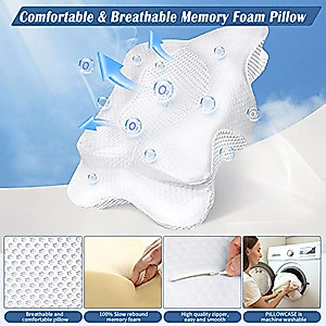 Cervical Pillow for Neck Pain Relief, Contour Memory Foam Pillows for Sleeping, Ergonomic Orthopedic Neck Support Pillow for Side, Back, Stomach Sleepers, Neck Pillow with Breathable Pillowcase, White