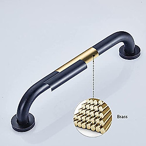 Leyden Brass Shower Grab Bar, Oil Rubbed Bronze Support Bar Bathroom Hand Rail for Handicap Elderly Injury Senior Assist Bar Wall Concealed Mount Handle Safety Home Care 12 Inch