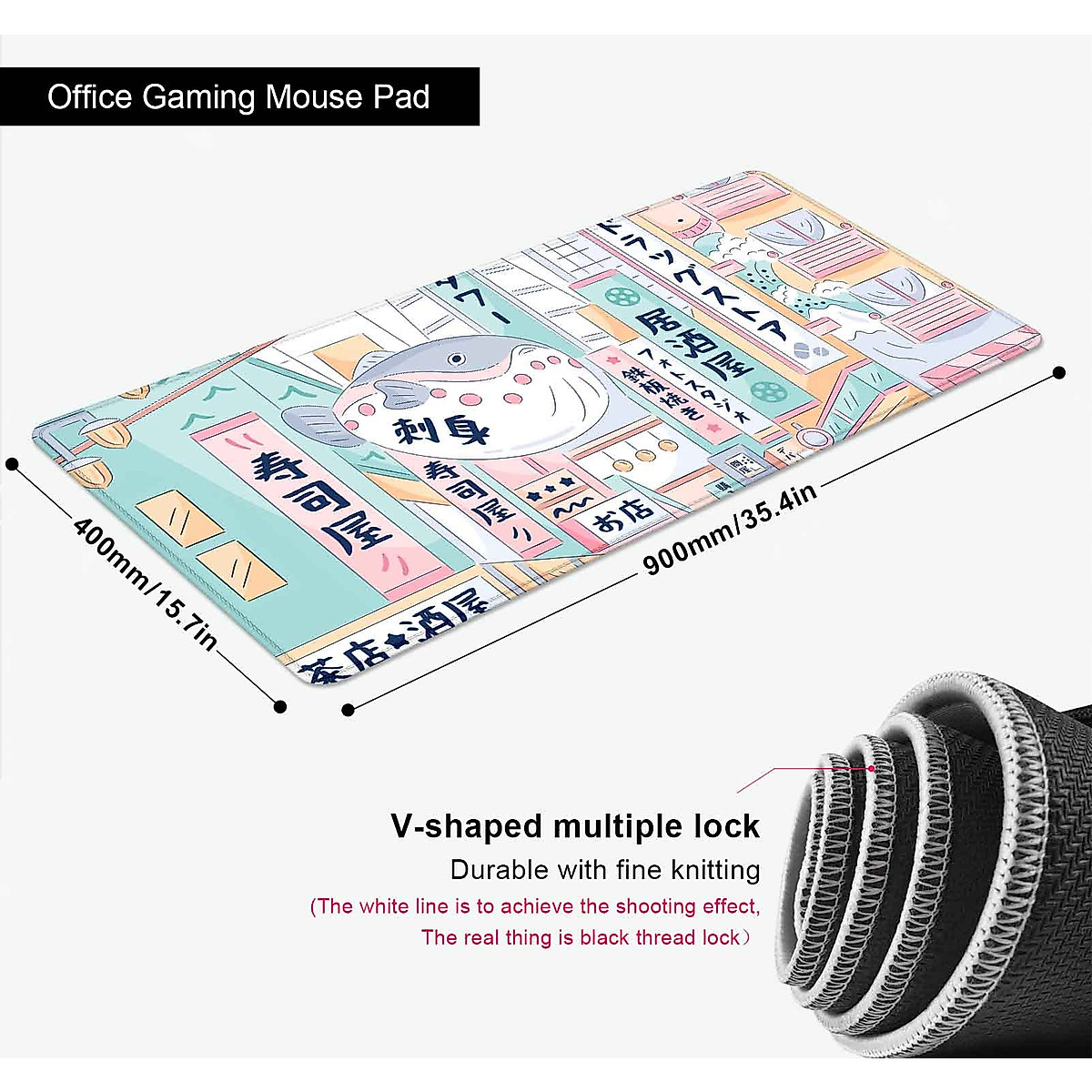 SXCKANG Cute Japanese Street Desk Mat XL, Pink Tokyo Street Mousepad Kawaii, Extra Large Gaming Mouse Pad, XXL Anime Aesthetics Scenery Deskmat, Full Desk Mouse Pad- 35.4 x 15.7 Inch