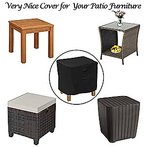 31 Inch Square Side Table Cover Waterproof Patio Ottoman Cover Heavy Duty Outdoor Patio Furniture Cover, Black