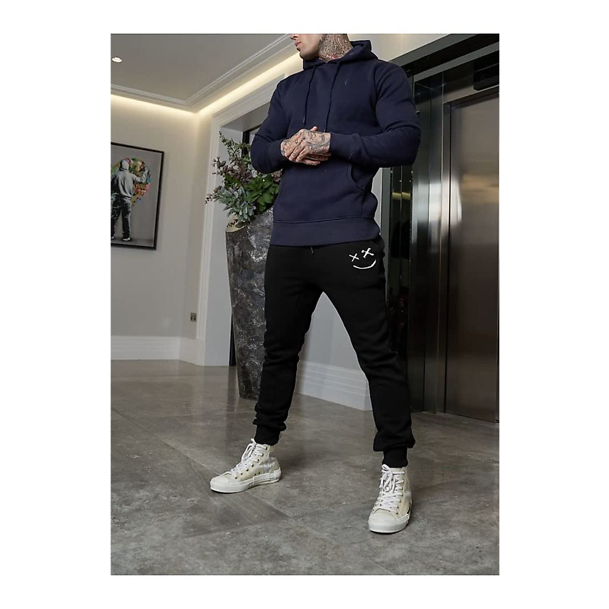 JMIERR Mens Sweatpants Tapered Track Gym Running Cool Joggers Sweat Pants Athletic Pants with Drawstring and Pockets 2024, 3XL, Black