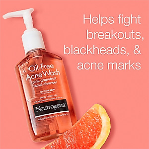 Neutrogena Oil-Free Pink Grapefruit Pore Cleansing Acne Wash and Daily Liquid Facial Cleanser with 2% Salicylic Acid Acne Medicine and Vitamin C, 6 fl. oz, 3 Pack