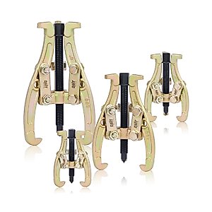 Orion Motor Tech Gear Puller Set, 3" 4" 6" 8" 3 Jaw Puller Kit for Pulley Gear Bearing Flywheel Removal, Heavy Duty Pulley Puller with Reversible Jaws 4 pcs Bearing Puller Tool Kit