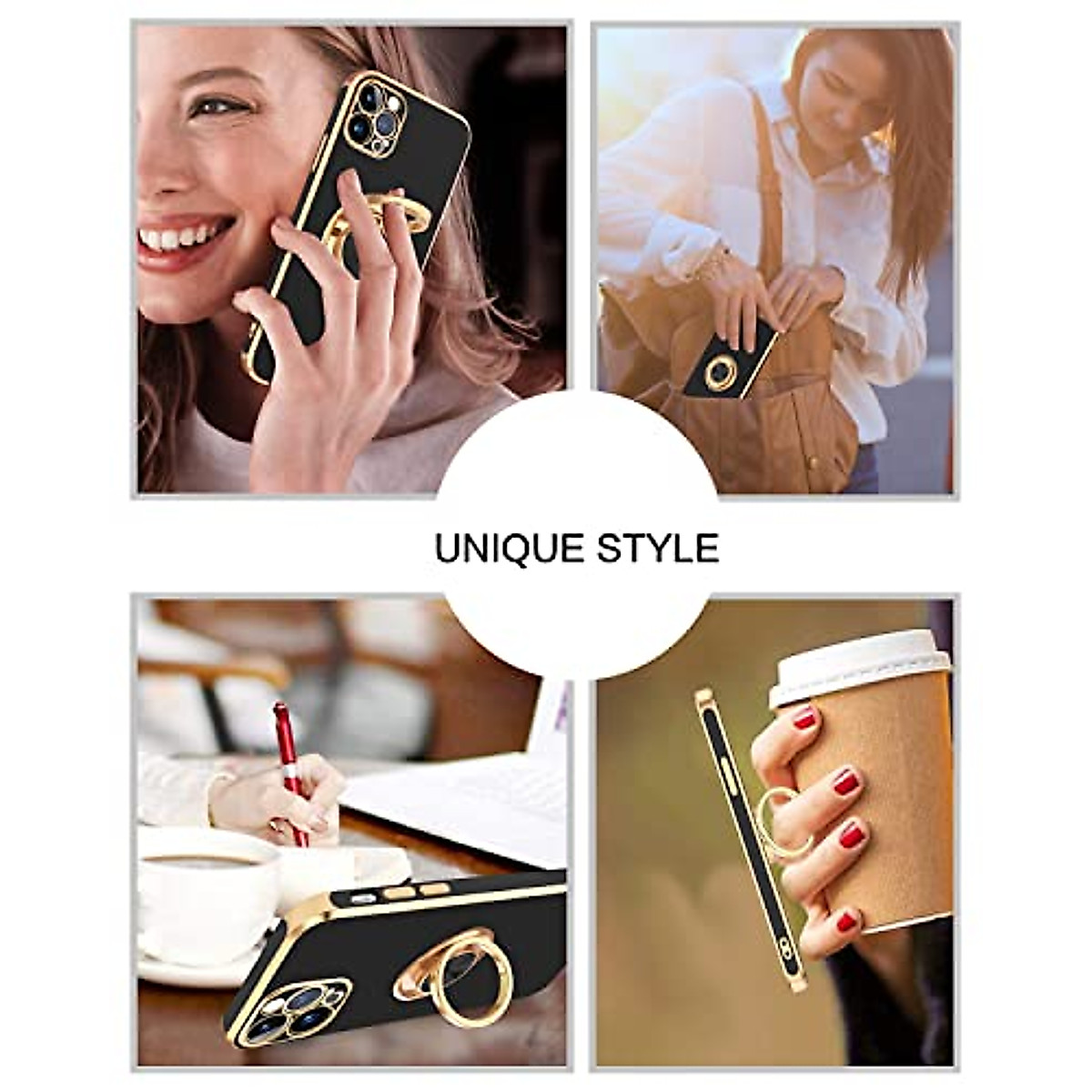 BENTOBEN iPhone 13 Pro Case, iPhone 13 Pro Phone Case, Slim Fit 360° Ring Holder Kickstand Magnetic Car Mount Supported Protective Non-Slip Girls Boys Women Men Case Cover for iPhone 13 Pro 6.1, Black