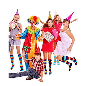 Zhanmai Rainbow Thigh High 5 Toe Socks, 4 Pairs, Cotton, Breathable, Women's, One Size, Striped, Leg Warmers, Fun, Party, Casual