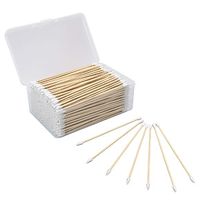 BOOSTEADY GM00153 6 Inch Cotton Gun Cleaning Swabs with Bamboo Handle, Pack of 400 Pointed and Round Tips in Storage Case