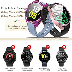 9Pack Cases Compatible with Samsung Galaxy Watch FE 40mm 2024/Watch 5 40mm/Watch 4 40mm Screen Protector, Soft Face Cover + Bling Diamonds Full Protective Bumper Galaxy Watch 5/4/FE 40mm Accessories