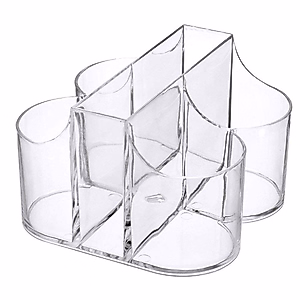 Tiger Chef 5 Compartment Clear Utensil Caddy. Organizer for Silverware Napkins Cups Tabletop Condiment for Dining Table Party Buffet Entertaining Picnics BBQ