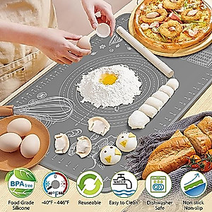 Silicone Baking Mat 32x24 inch, Extra Thick Non-stick Pastry Mat with Measurements and Edge Heightening, Food Grade Silicone for Countertop Dough Rolling Making Bread, Cookies, Pizza, Fondant, Pasta