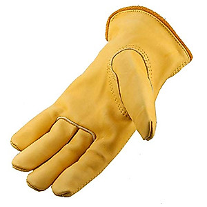 Galeton Rough Rider Premium Leather Driver Gloves With Elastic Back Gold, Large (25001PR-L)