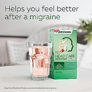 Head Care Replenish Plus Focus From Excedrin Drink Mix with Electrolytes, L-Theanine, Ginger and Caffeine for Head Health Support - 24 Packets