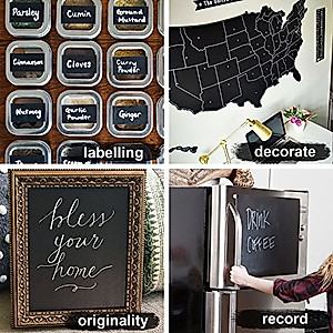 UnityStar Chalk Paper, 17.7" X 78.7" Adhesive Chalkboard Contact Paper Removable Wall Decal Stickers with 1 Liquid Chalk Marker & 5 Colors Chalks for Home Office School Blackboard Restaurant Menu