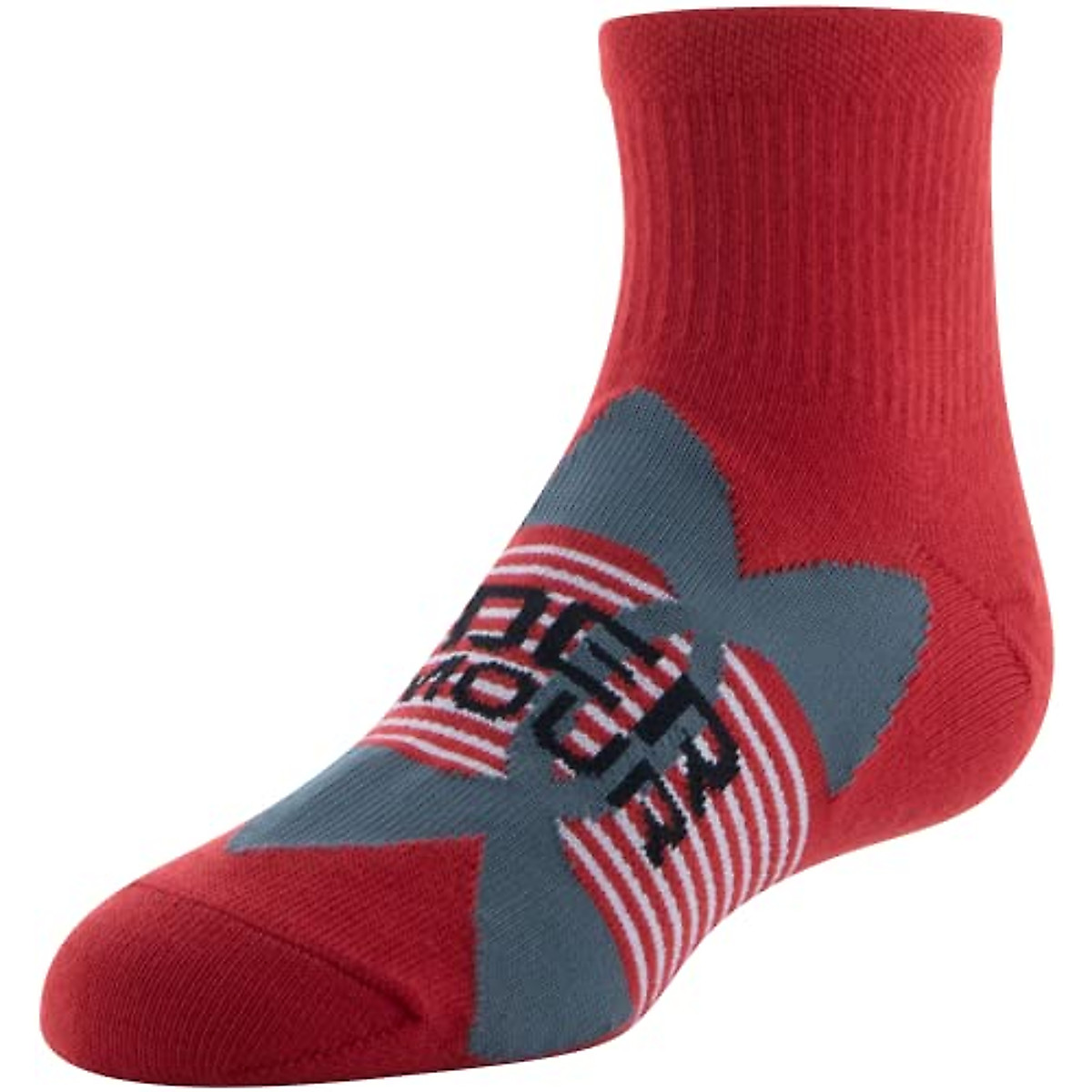 Under Armour Youth Essential Lite Quarter Socks, 6-Pairs , Red/Pitch Gray/Black , Small