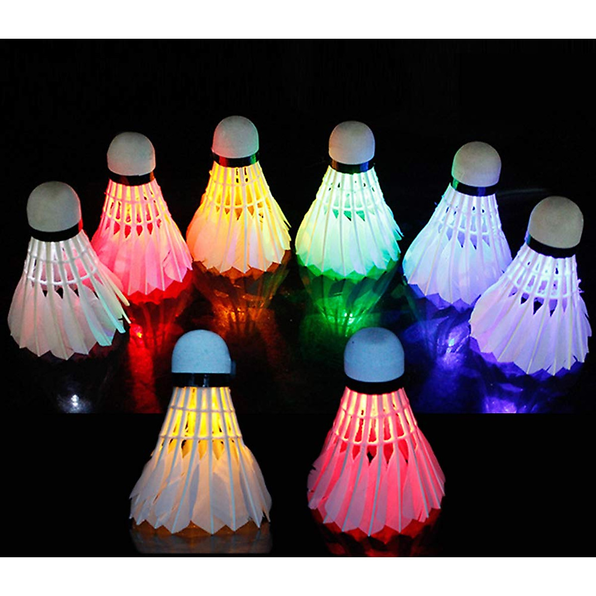 [8 Pack] LED Badminton Set, Shuttlecock Dark Night Glow Birdies Lighting Outdoor Indoor Sport Activities,Colorful